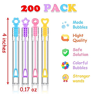 Libima 200 Pcs Bubble Party Favors Mini Bubble Wand Bulk with Display Box, Pastel Bubble Wand Sticks for Princess Party Supplies, Birthday, Wedding Decoration, Goody Bag Fillers, Carnival Prizes