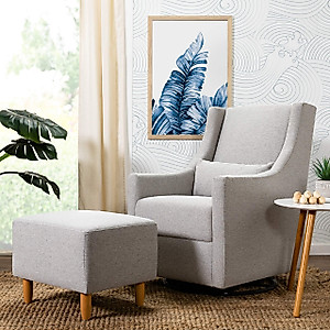 Babyletto Toco Upholstered Swivel Glider and Stationary Ottoman in Performance Grey Eco-Weave, Water Repellent & Stain Resistant, Fabric, Greenguard Gold Certified