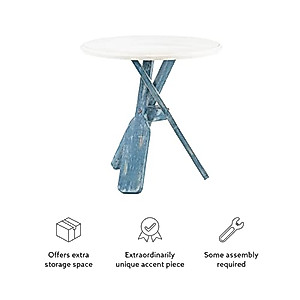 Powell Round Top Shanice Oar Side Table, Coastal Blue and White (PAMZN2087)
