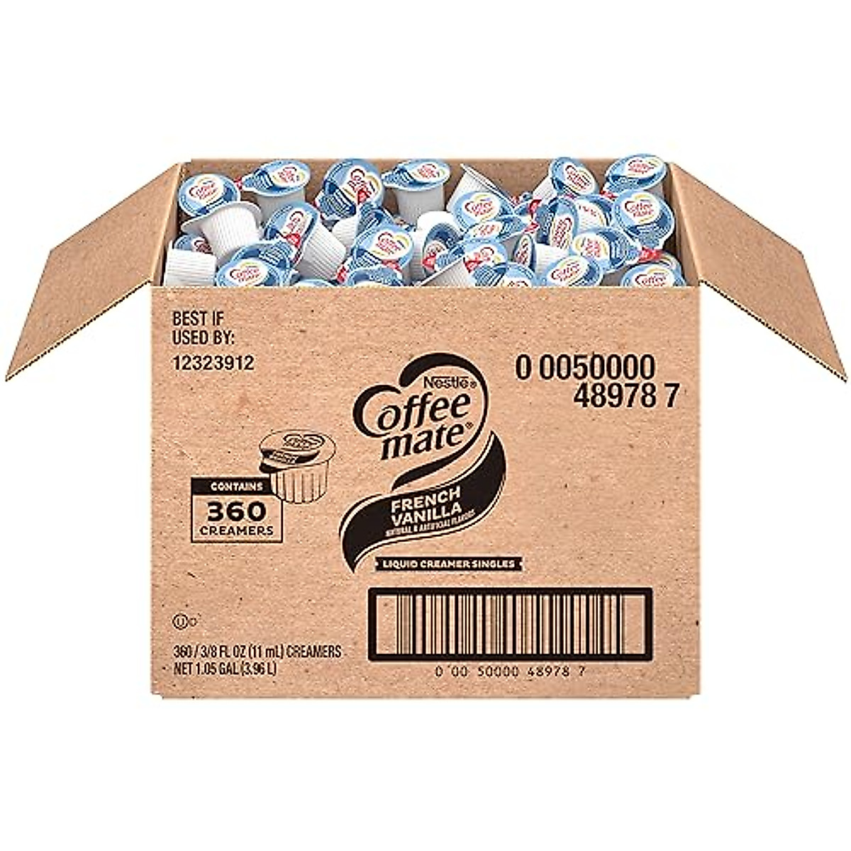 Nestle Coffee mate Coffee Creamer, French Vanilla, Liquid Creamer Singles, Non Dairy, No Refrigeration, Box of 360