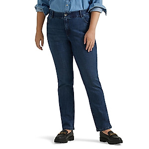 Lee Women's Plus Size Ultra Lux Comfort with Flex Motion Straight Leg Jean Royal Chakra 20W Long