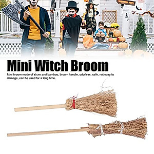 20Pcs Mini Broom Hanging Decoration, Miniature Artificial Mini Straw Brooms, Halloween Straw Craft Decoration Witches Accessory, Simulation Witch Brooms for Costume Cosplay Party