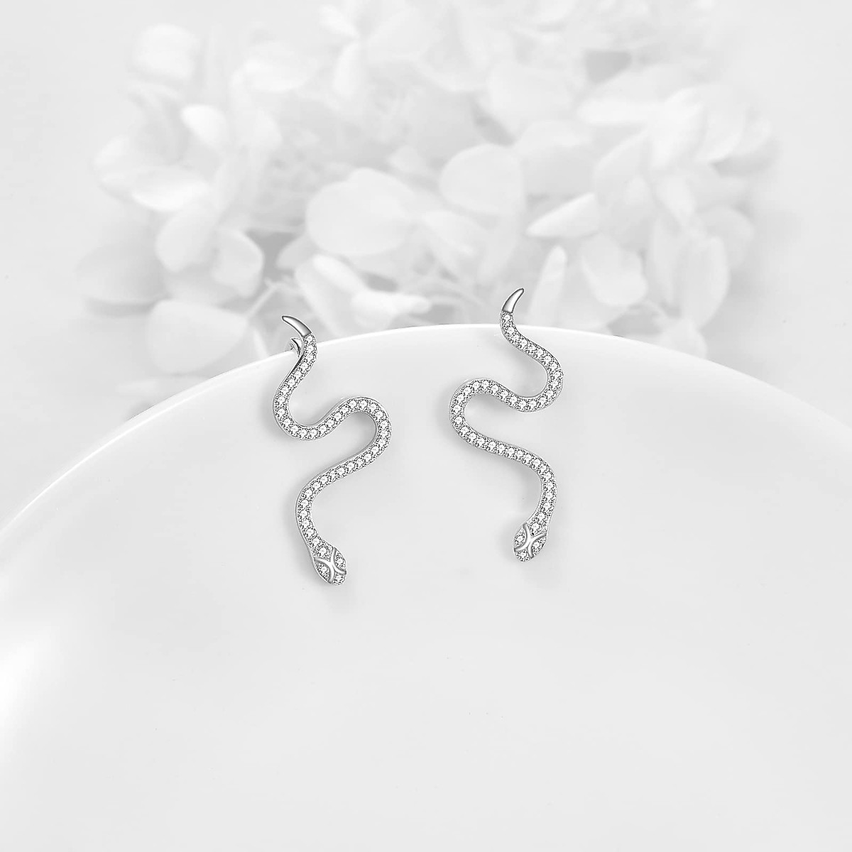 Snake Earrings 925 Sterling Silver Ear Crawler Climber Cuffs Earrings JewelryJewelry for Women
