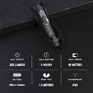 KunHe 5 Pack Mini Small Pocket LED Flashlight, USB Rechargeable Flashlights, High Lumens Bright Powerful EDC Flash Lights, Handheld Flashlights Bulk, Compact Pocket Flashlight with Belt Clip
