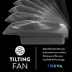 Treva 10-Inch Portable Desktop Air Circulation Battery Fan, 2 Speed, Compact Folding & Tilt Design, with AC Adapter - 2 Pack (Graphite)