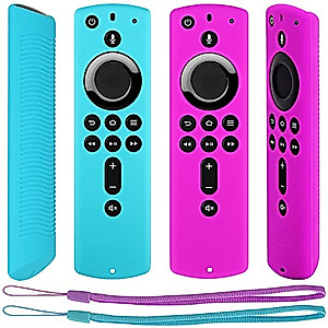 Pinowu Remote Case for Fire TV Stick 4K Compatible with All-New 2nd Gen Alexa Voice Remote Control Cover (2 Pack: Turquoise and Purple)