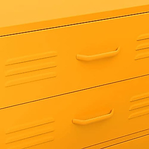 vidaXL Chest of Drawers Home Indoor Living Room Bedroom Side Drawer Storage Cabinet with Levellers Sideboard Furniture Mustard Yellow Steel
