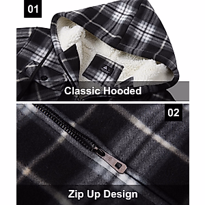 GEEK LIGHTING Men's Flannel Shirts Jacket Sherpa Lined Fleece Plaid Hoodie Long Sleeve Winter Warm Coat