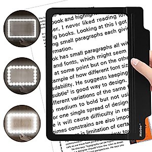 4X Magnifying Glass with 36 Adjustable LED Lights Provide Full-Page Viewing Area Evenly Lit Perfect for Low Vision Person and Seniors