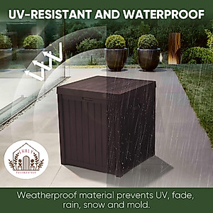 EHHLY Deck Box, 51 Gallon Front Porch Package Bin Delivery Box for Outside, Small Patio Outdoor Storage Boxes Waterproof, UV Resistant Plastic Resin Pool Storage Bins with lids, Brown