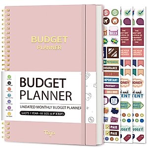 Budget Planner - Monthly Budget Book with Expense Tracker Notebook, Undated Bill Organizer & Finance Planner to Take Control of Your Money, 2024-2025 Account Book to Manage Your Finances-Pink