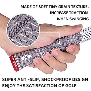 Wujiang|Hybrid Golf Grips 13 Pack |standard/medium size, All Weather Control and High Feedback Golf Club Grips ，6 colors to choose from PUNGENT (Red, Mid-Size)