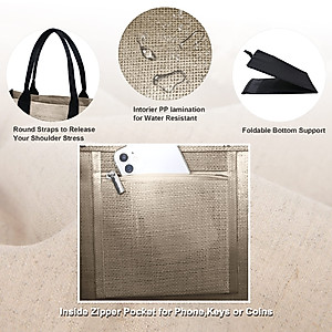 BeeGreen Wedding Gift Bag Jute Beach Tote Bag w Inner Zipper Pocket Large Bridal Shower Gift Bag Bachelorette Gift for Engagement Party Honeymoon Gifts Tote Embroidery Burlap Tote Bag for Women- Mrs