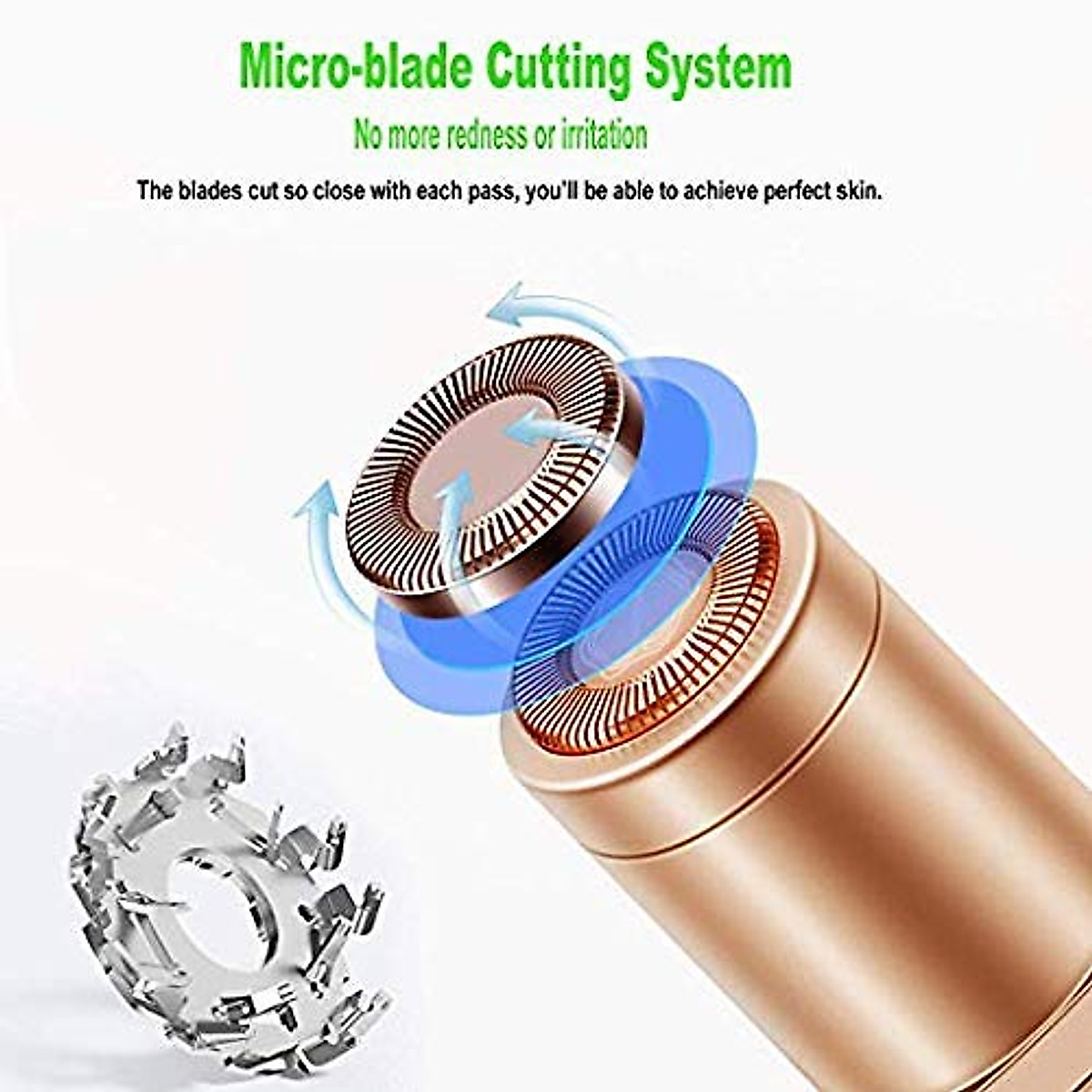 4Pcs Facial Hair Remover Replacement Heads, Number-one Hair Removal Blade for Women's Painless Epilator, Used for Hair Remover and Soft Touch, Gold Rose(Cleaning Brush Included)