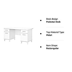 Bush Furniture Somerset 60W Office Desk with Drawers in White