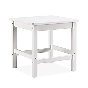 Psilvam Oversized Outdoor Side Table, 19.68" Poly Lumber Adirondack Side Table, Weather Resistant Patio Side Table for Poolside, Garden and Front Porch (White)