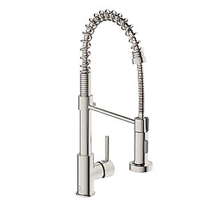Kitchen Faucet, Commercial Kitchen Sink Faucets with Pull Down Sprayer, Stainless Steel Faucets for Kitchen Sinks, Dual Function Spray Head, Single Handle Spring Kitchen Faucets -Brushed Nickel