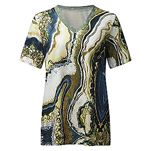 Womens Crewneck Pullovers Color Block Short Sleeve Side Split Tunic Tops Blouses for Women Fashion 2023 Summer Tops Dressy Green