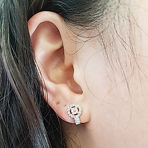 Dazzlingrock Collection 0.50 Carat (ctw) 14K Round White Diamond Ladies Halo Style Hoop Earrings 1/2 CT, White Gold