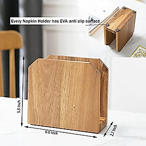 Nelybet Napkin Holder for Table , Acacia Wooden Napkin Holders for Kitchen, Rustic Farmhouse paper Napkins holder for Kitchen Dining Room Counter tops Decor , Brown 6"x5.5