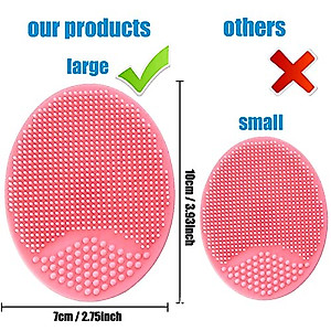 Baby Bath Brush, Baby Cradle Cap Brush, Silicone Massage Brush, Silicone Scrubbers Exfoliator Brush | The Baby Skin Scrubbers Baby Essential for Dry Skin, Cradle Cap and Eczema (Large-Pink & Rose Red)