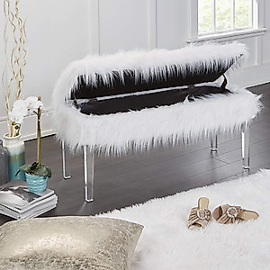 Silverwood Vanessa Fur Storage Bench, White