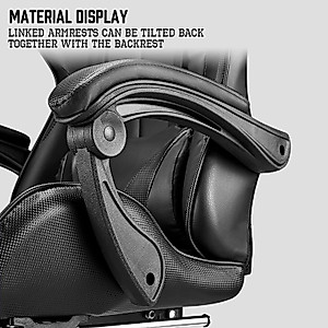 Soontrans Gaming Chairs with Footrest, PU Leather Office Chair, Gamer Chair,Ergonomic Game Chair with Height Adjustment, Lumbar Support (Carbon Black)