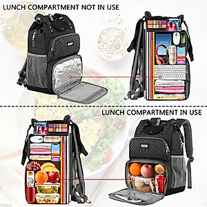 Lunch Backpack, Lunch Box Backpack for Women Men with USB Charging Port RFID Pockets Insulated Cooler Backpacks for Work, Waterproof Lunch Bookbag Teacher Nurse College Student Gifts Fits 15.6 Laptop