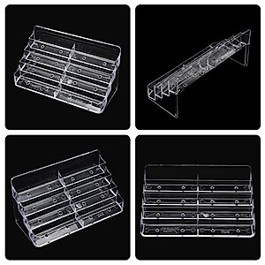 Jutom 4 Pcs 8 Pocket Acrylic Business Card Holder 7.68 x 3.43 x 3.82 Inch Business Card Holder Display Clear Stand Card Organizer Multi Business Card Holder for Desk Literature Flyer Pamphlet