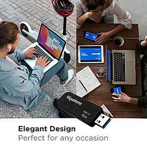 Gigastone Z30 16GB USB 3.2 Gen1 Flash Drive, Capless Retractable Design Pen Drive, Carbon Fiber Style Thumb Drive, Reliable Performance & Durable, USB 2.0 / USB 3.0 / USB 3.1 Interface Compatible