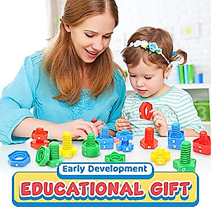 Letters Learning Matching Game | Fine Motor Skills Toy Set for Toddlers | 26 Alphabet Learning Toys with 52 pcs Nuts and Bolts Sorting & Stacking Toys, ABC learning Educational Montessori Toy for Kids