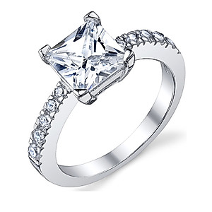 Bonndorf 1.25 Carat Princess Cut Cubic Zirconia CZ Sterling Silver 925 Engagement, Wedding Ring Size 5