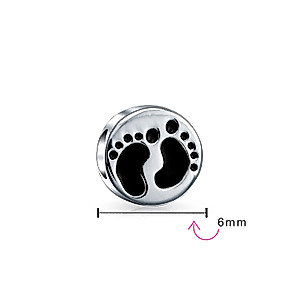 Family Tiny Feet Foot Prints Charm Bead For Women Wife New Mother .925 Sterling Silver Fits European Bracelet