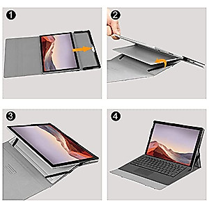 Fintie Case for 12.3 Inch Microsoft Surface Pro 7 Plus, Surface Pro 7/6/5/4/3 - Portfolio Business Cover with Pocket, Compatible with Type Cover Keyboard, Marble Pink