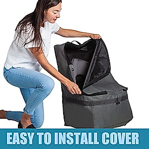 Graco Padded Car Seat Travel Bag & Infant Carrier Backpack, Durable Large Back Pack for Carseats & Booster Seats, Airport Gate Check Bag Luggage, Double Padded Strap, Water Resistant Material, Grey