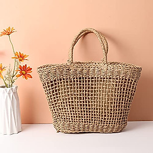 Give yibao Summer Rattan Bag for Women Handmade Woven Mini Straw Totes Bags Retro Shoulder Bag with Inner Pocket Shoulder Bag