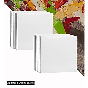 Dele 24 Pack Mini Canvas Panels 4x4 Artist Canvas Boards, Double-Wrapped Acid Free Small Art Canvas Value Pack for Oil & Acrylic Painting.