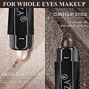 LUXAZA 6PCS Cream Brown Neutral Eyeshadow Stick Makeup Sets, Metallic Eye Brightener Stick Pencil Crayon -B02-Fall Brown