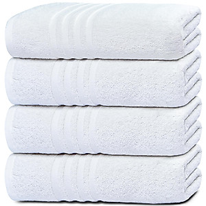 Wealuxe White Bath Towels 27x54 Inch, Cotton Towel Set for Bathroom, Hotel, Gym, Spa, Soft Extra Absorbent Quick Dry 4 Pack