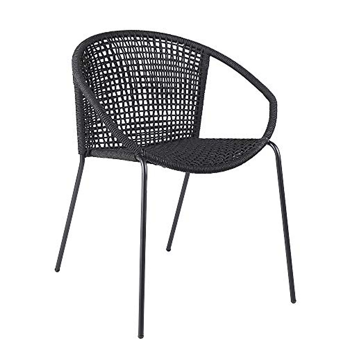 ARMEN LIVING LCSNSIBL Snack Indoor Outdoor Stackable Steel Dining Chair with Black Rope-Set of 2