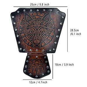 HiiFeuer Viking Fenrir Gauntlet with Embossed Chest Armor and Nordic Wide Belt, Medieval Faux Leather Warrior Set for LARP Ren Faire