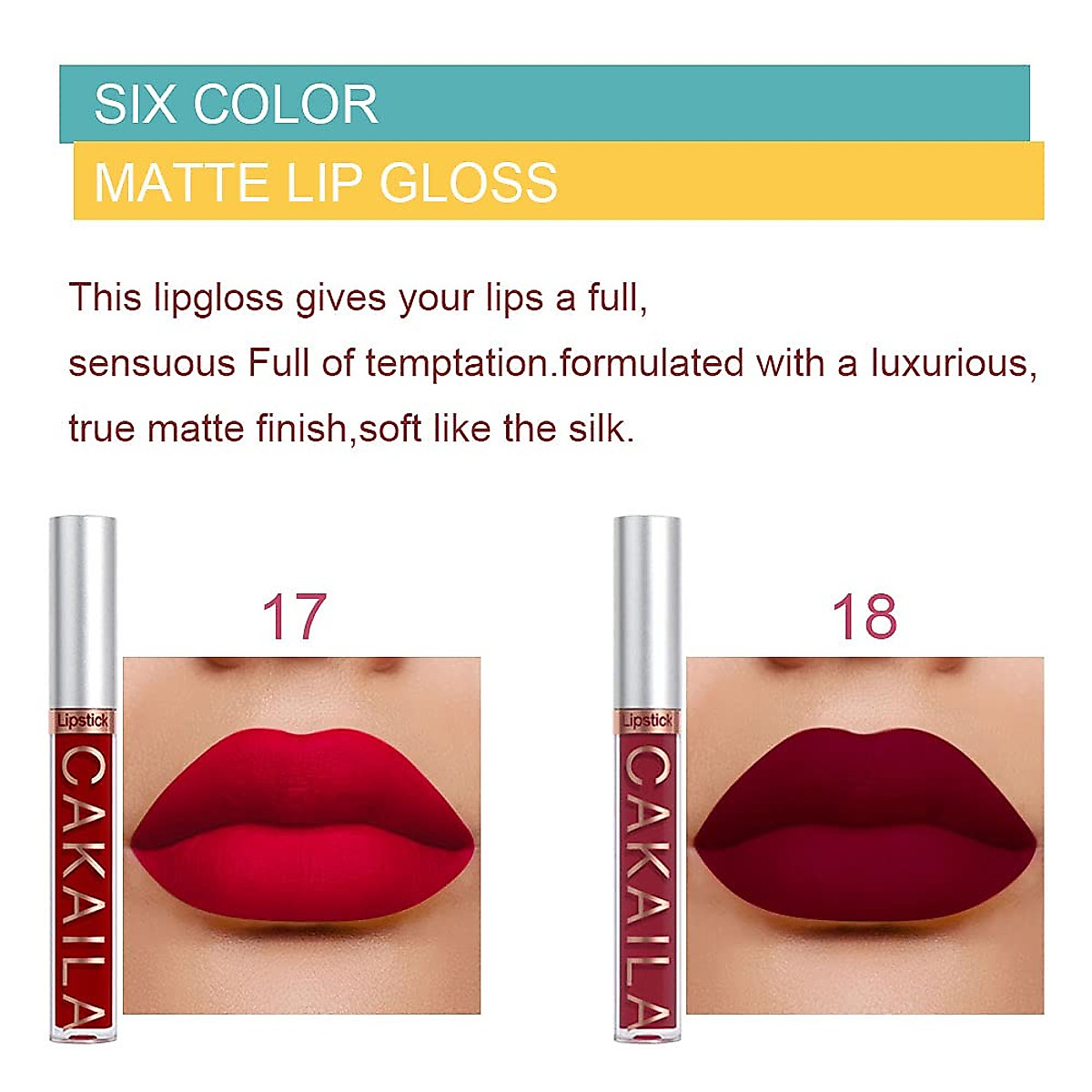 KARNAR 6 Pcs Lipstick Matte Liquid Lipstick Lipgloss Set for Women labiales mate 24 horas originales matte larga duracion 24 Deep Red Original 24 Hours Lipstick Lip Stain Long Lasting Waterproof.