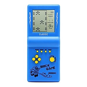 HLF 3.5-inch Large Screen Retro Brick Game Console for The 80s/90s Building Block Game Racing/Tank Game Built-in 23 Classic Games Nostalgic Puzzle Children's Game Console (Blue)