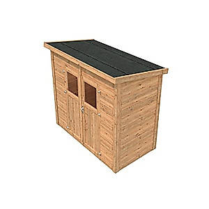 Leisure Season Urbano Lean to Shed Kit - Modern Weatherproof Outdoor Storage Shed with Floor, Doors, Plexiglass Windows, Pent Roof - Nordic Spruce Wood Shed Kit - Medium Brown, 8'x4' (URB8X47853)