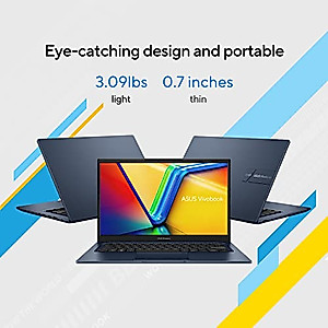 ASUS 2023 Vivobook 14 Laptop, 14” FHD (1920 x 1080) Display, Intel Core i5-1235U CPU, Intel Iris Xᵉ Graphics, 8GB RAM, 256GB SSD, Windows 11 Home, Quiet Blue, F1404ZA-AS51