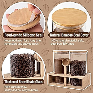 ANPHSIN Glass Coffee Containers with Shelf, 2Pcs 49oz Large Capacity BPA Free Coffee Storage Jars with Airtight Sealed Bamboo Lids Spoon for Kitchen Food, Coffee Beans, Coffee Powder, Sugar, Tea