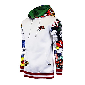 SCREENSHOT-H11062 Mens Urban Hip Hop Premium Fleece Hoodie - Pullover Streetwear Pop Art Patch & Print Fashion Hooded Sweatshirt-White-Small