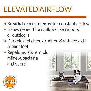 K&H Pet Products Original Pet Cot Elevated Dog Bed Chocolate/Black Mesh X-Large 32 X 50 X 9 Inches