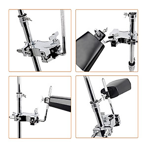 GOGHOST L-Rod Cowbells Cymbal Clamp, Zinc Alloy Percussion Claw, Mounting Bracket for Cowbells, Jam Blocks, Tambourines, Mini Timbales, and Electronic Pads to A Stand, Tom Drum Mount to Stand (L-Rod)