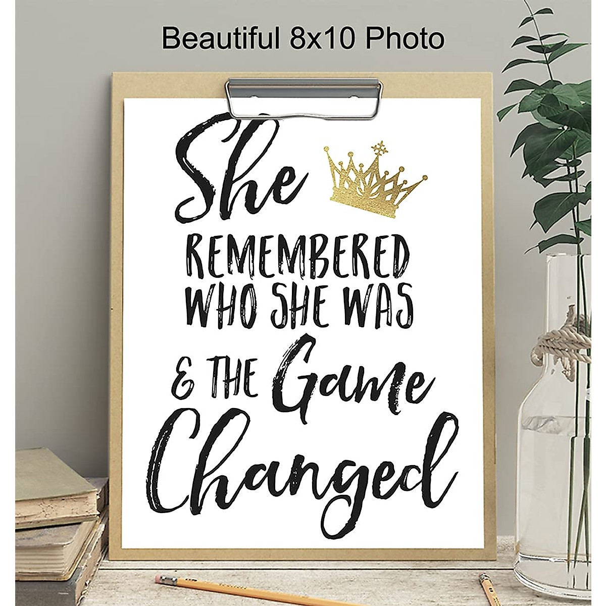 She Remembered Who She Was And the Game Changed Wall Art & Decor - Inspirational Positive Quotes Decor - Encouragement Gifts for Women, Teen Girls - Motivational Sayings Poster